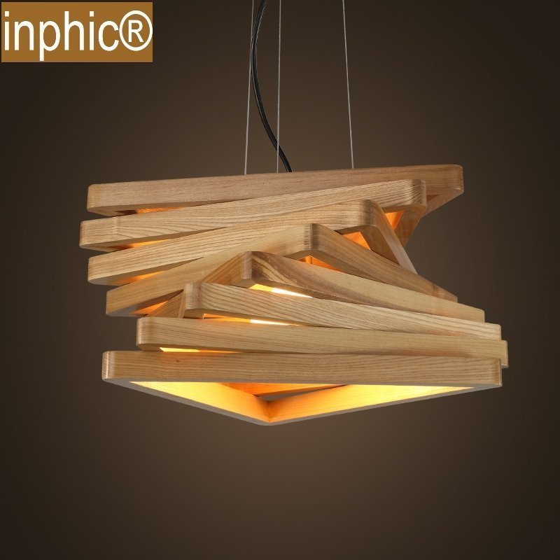 Inphic 北歐實木吊燈美式田園創意客廳臥室餐廳木藝吊燈
