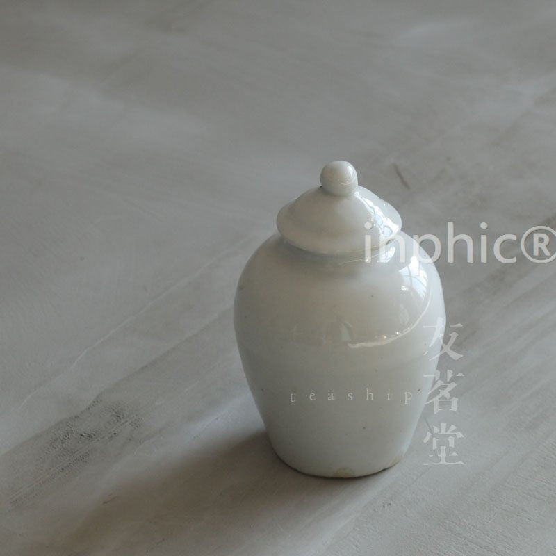 Inphic 茶具 手工 白釉 老陶罐 茶葉罐 茶倉 存茶罐 儲物罐 復古裝飾