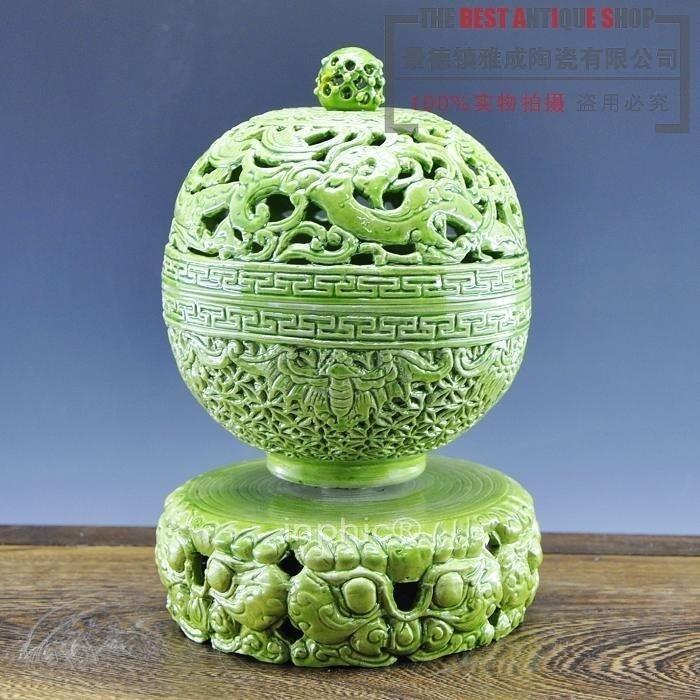 Inphic 景韻景德鎮陶瓷器 佛具 家居擺設復古玩《雙龍》香爐熏香